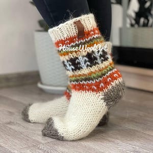 Extra Thick Wool Bed Socks, Hand-knitted With Pure Organic Wool | Large ...