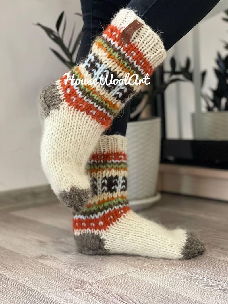 Extra Thick Wool Bed Socks, Hand-knitted With Pure Organic Wool | Large ...