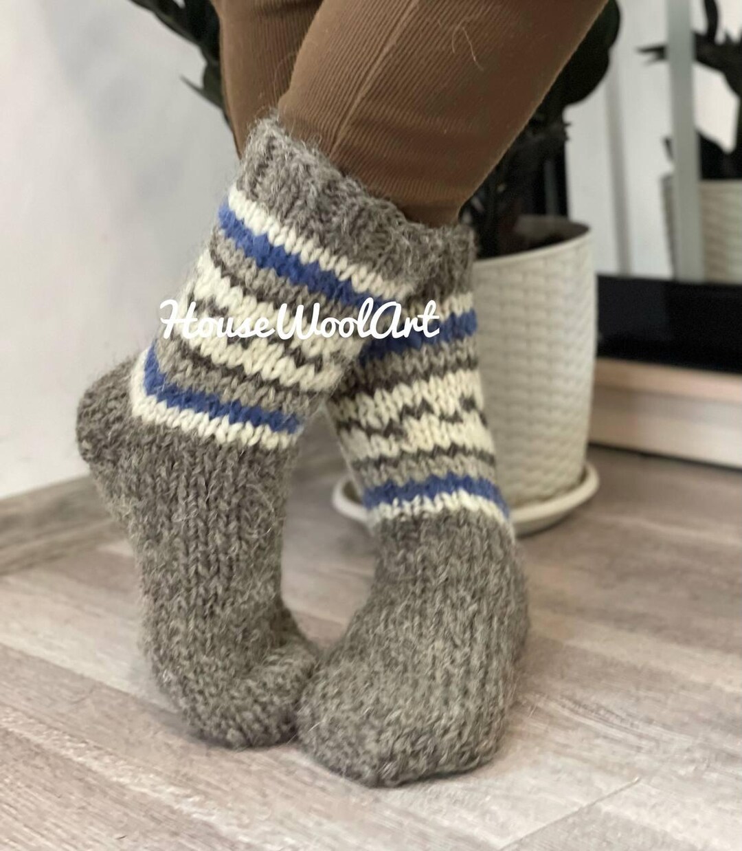 Handmade Organic Wool Socks: Extra Thick Therapeutic Bed Socks Unisex ...