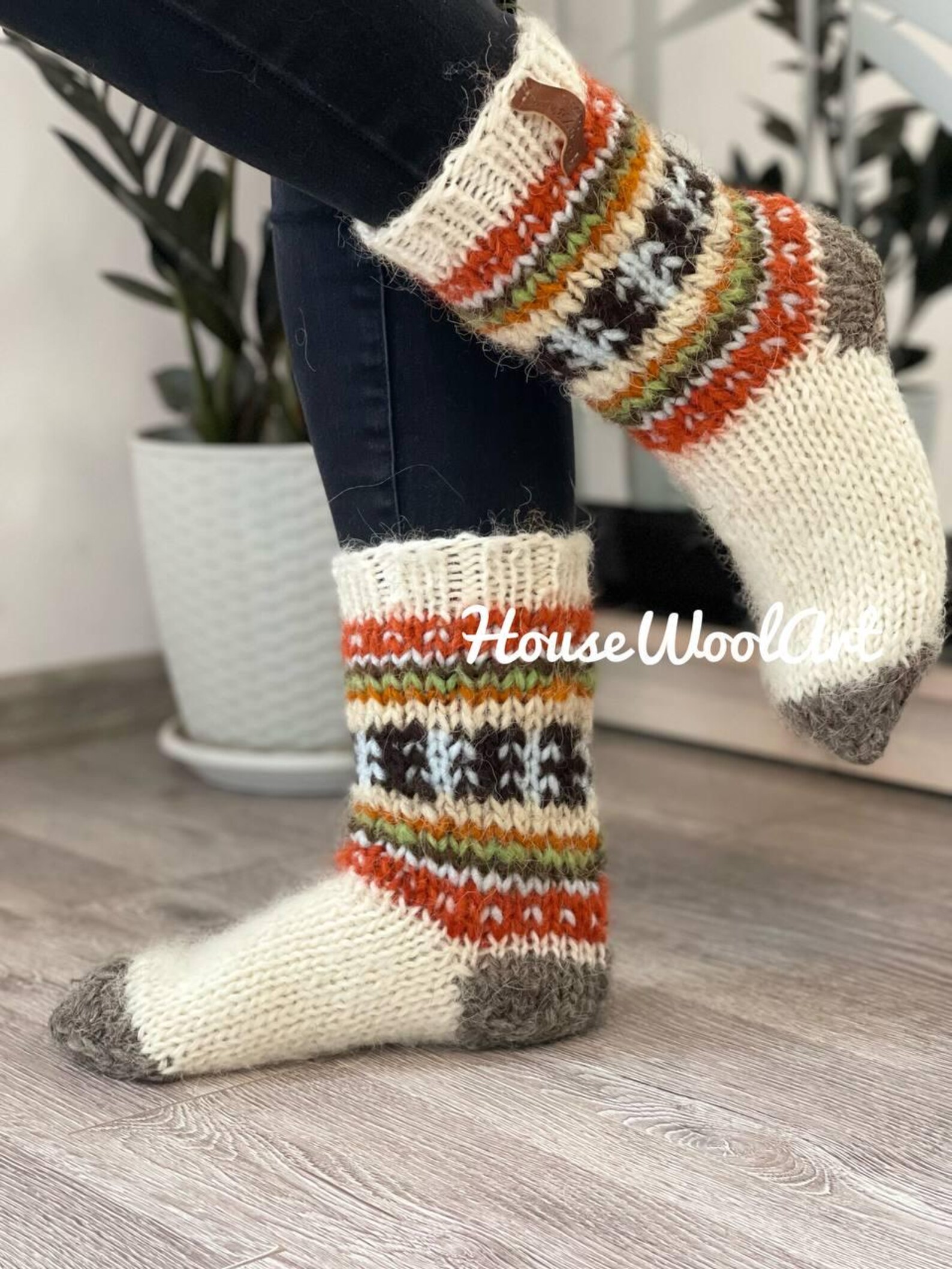 Extra Thick Wool Bed Socks, Hand-knitted With Pure Organic Wool | Large ...