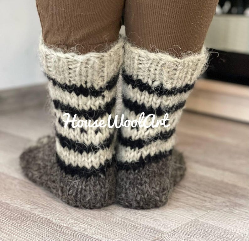 Handmade Organic Wool Socks: Extra Thick Winter Bed Socks Unisex ...