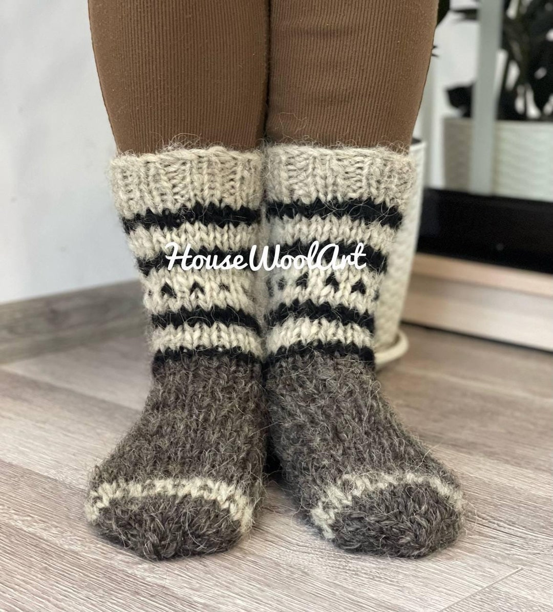 Handmade Organic Wool Socks: Extra Thick Winter Bed Socks Unisex ...