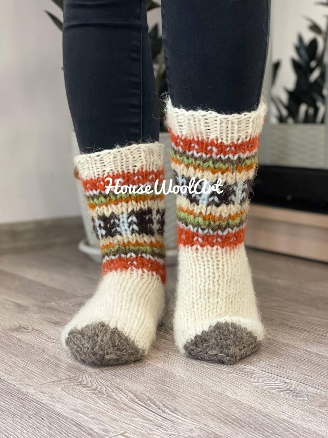 Extra Thick Wool Bed Socks, Hand-knitted With Pure Organic Wool | Large ...