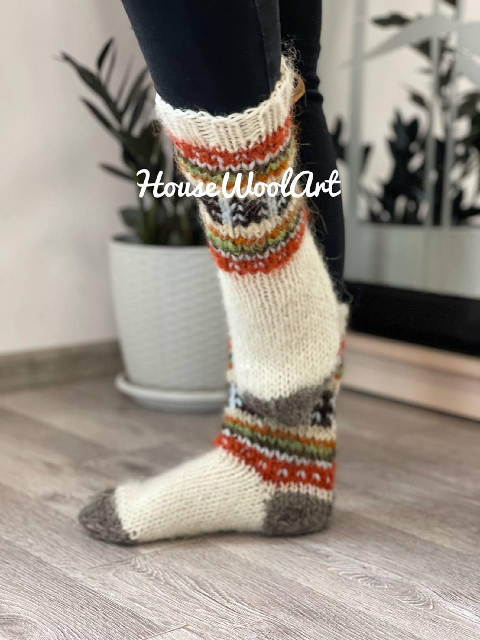 Extra Thick Wool Bed Socks, Hand-knitted With Pure Organic Wool | Large ...