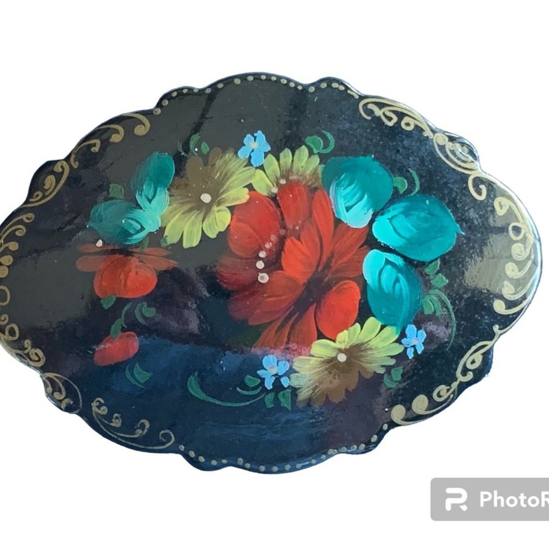Antique Hand Painted Russian Folk Art Brooch - Etsy