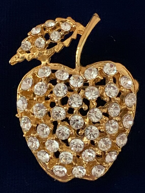 Vintage rhinestone apple brooch - Gem