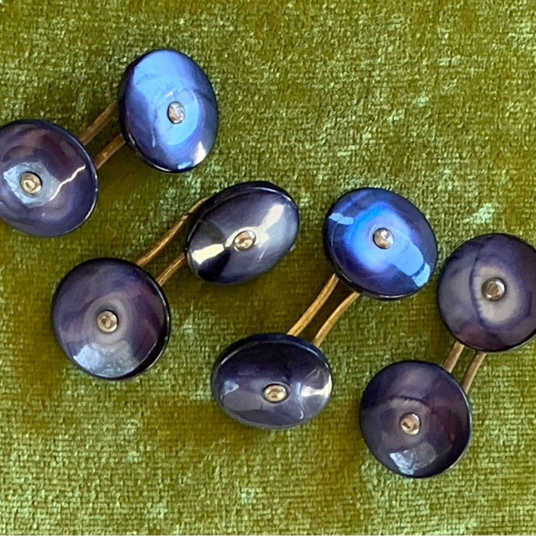 Antique Blue Dyed MOP Buttons (4) - Etsy