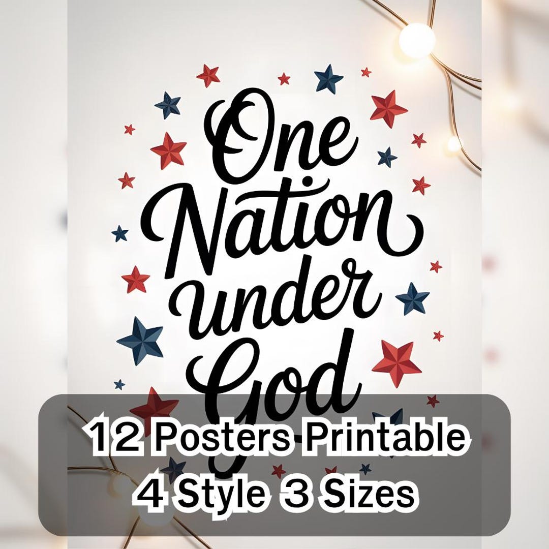 One Nation Under God Patriotic Poster Set: Inspirational Wall Art (PDF ...