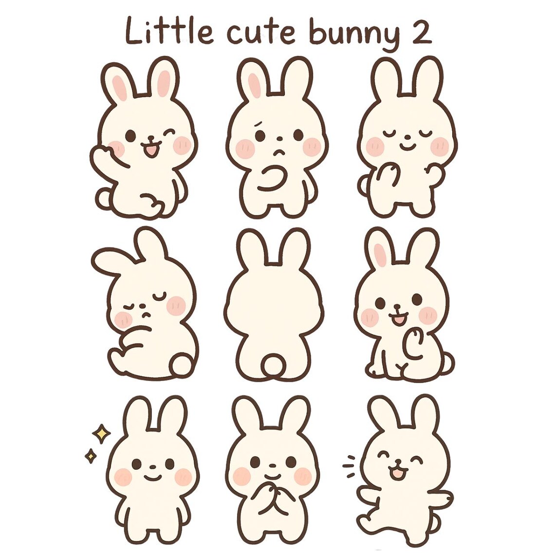 Little Cute Bunny PNG Sticker Set | Kawaii Bunny Clipart | Transparent ...
