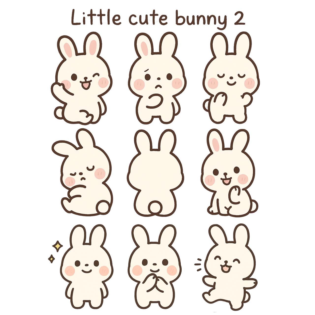 Little Cute Bunny PNG Sticker Set | Kawaii Bunny Clipart | Transparent ...