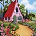 SALE Vintage Cottage Canvas Print by Susan Rios, Red Roof Cottage ...