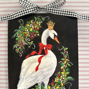 Christmas Swan Art Print by Susan Rios, Christmas Swan and Holly ...