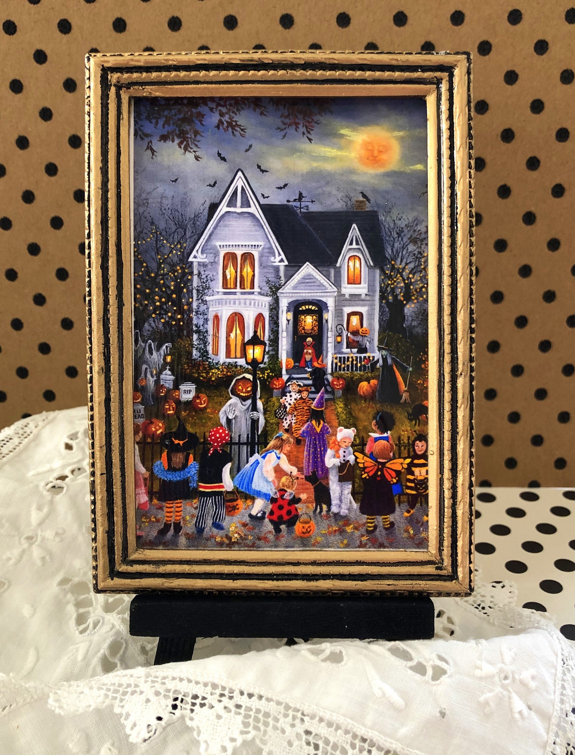 Halloween House Miniature Framed Art Halloween Decor - Etsy