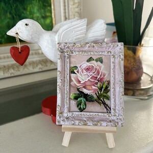 Miniature Art of Vintage Pink Rose, Soft Pink Rose Art, Miniature ...