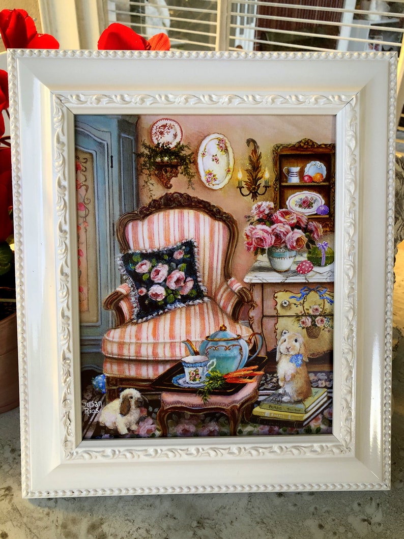 Easter Bunny Tea Art Print by Susan Rios French Decor With - Etsy