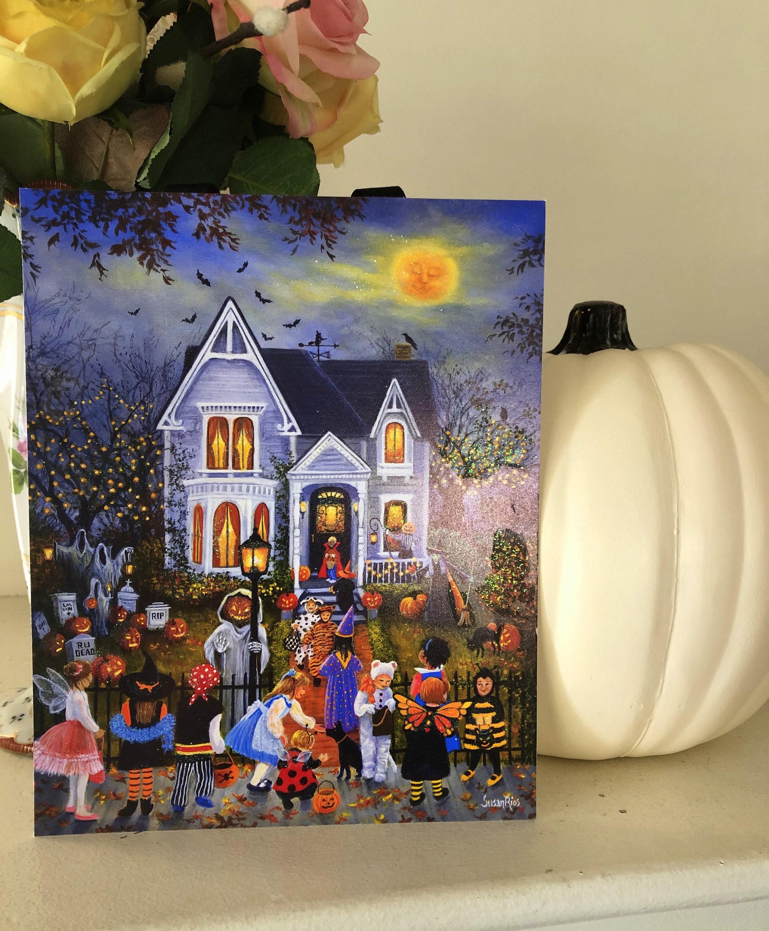 Halloween House Art Print Halloween Decor Halloween by Susan | Etsy