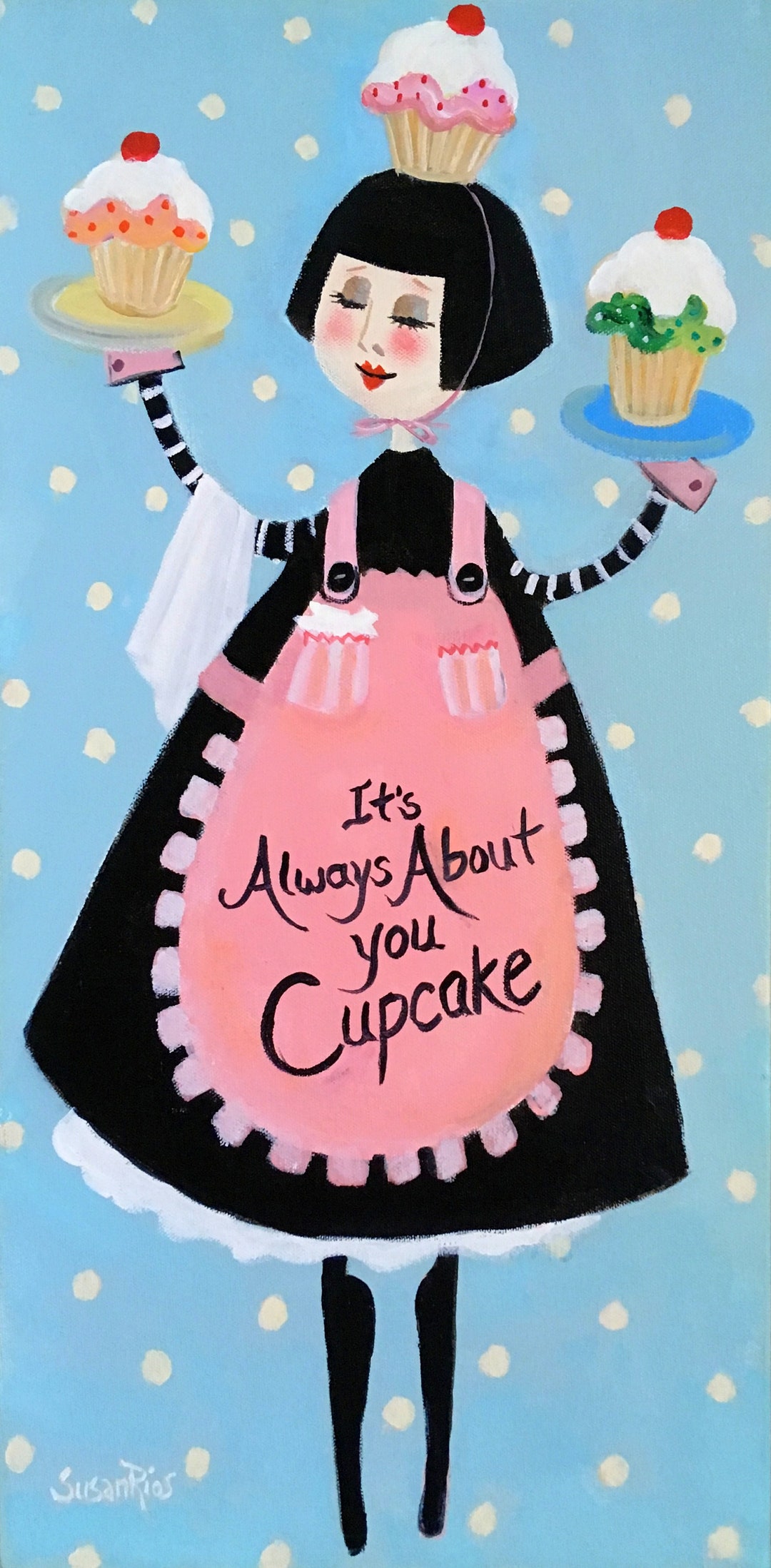 Cupcake Girl Print, Cupcake Queen Art Print, Princess of Cupcakes ...