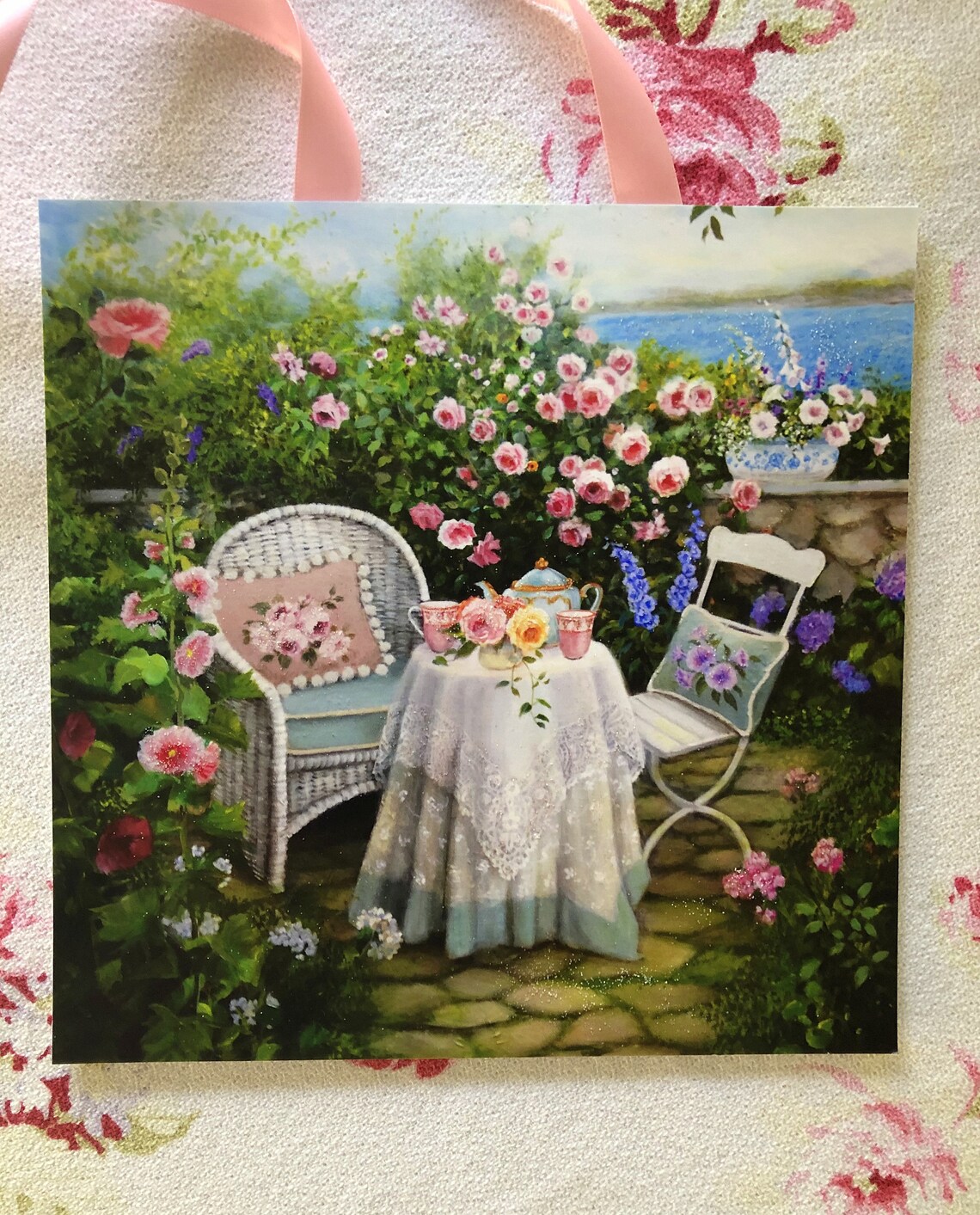 Seaside Tea Art Print by Susan Rios Tea With Pink Roses Tea - Etsy