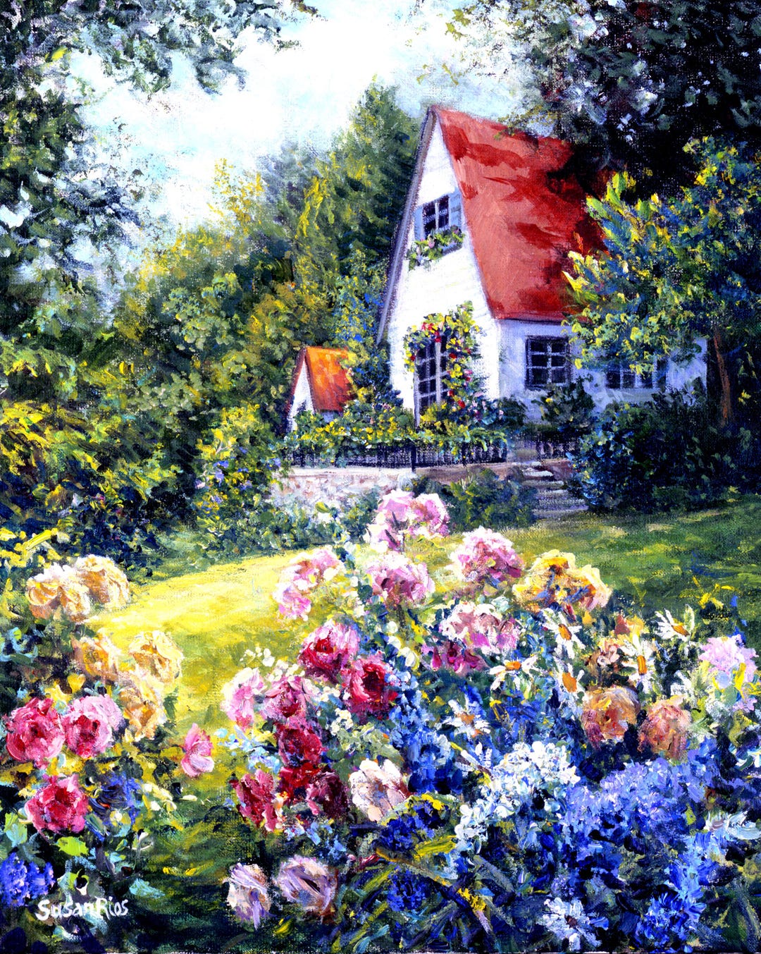 English Garden Art Print by Susan Rios, English Roses, English Cottage ...