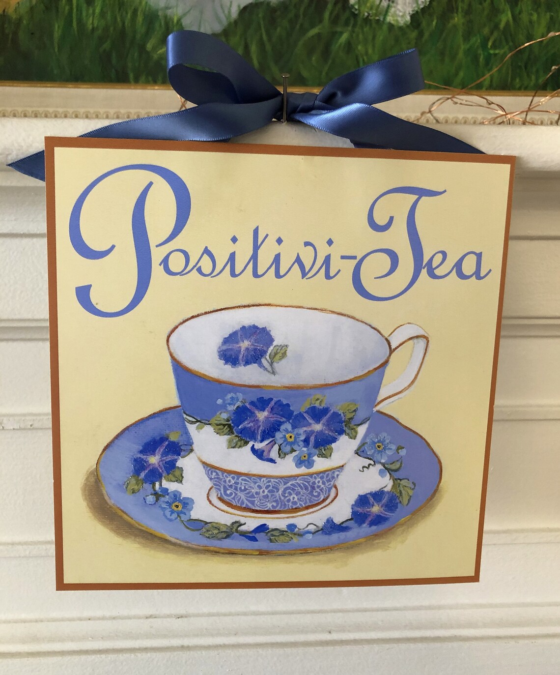 Positivi-tea Tea Print Blue and White Tea Cup Tea Cup Art by - Etsy