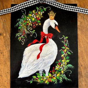 Christmas Swan Art Print by Susan Rios, Christmas Swan and Holly ...