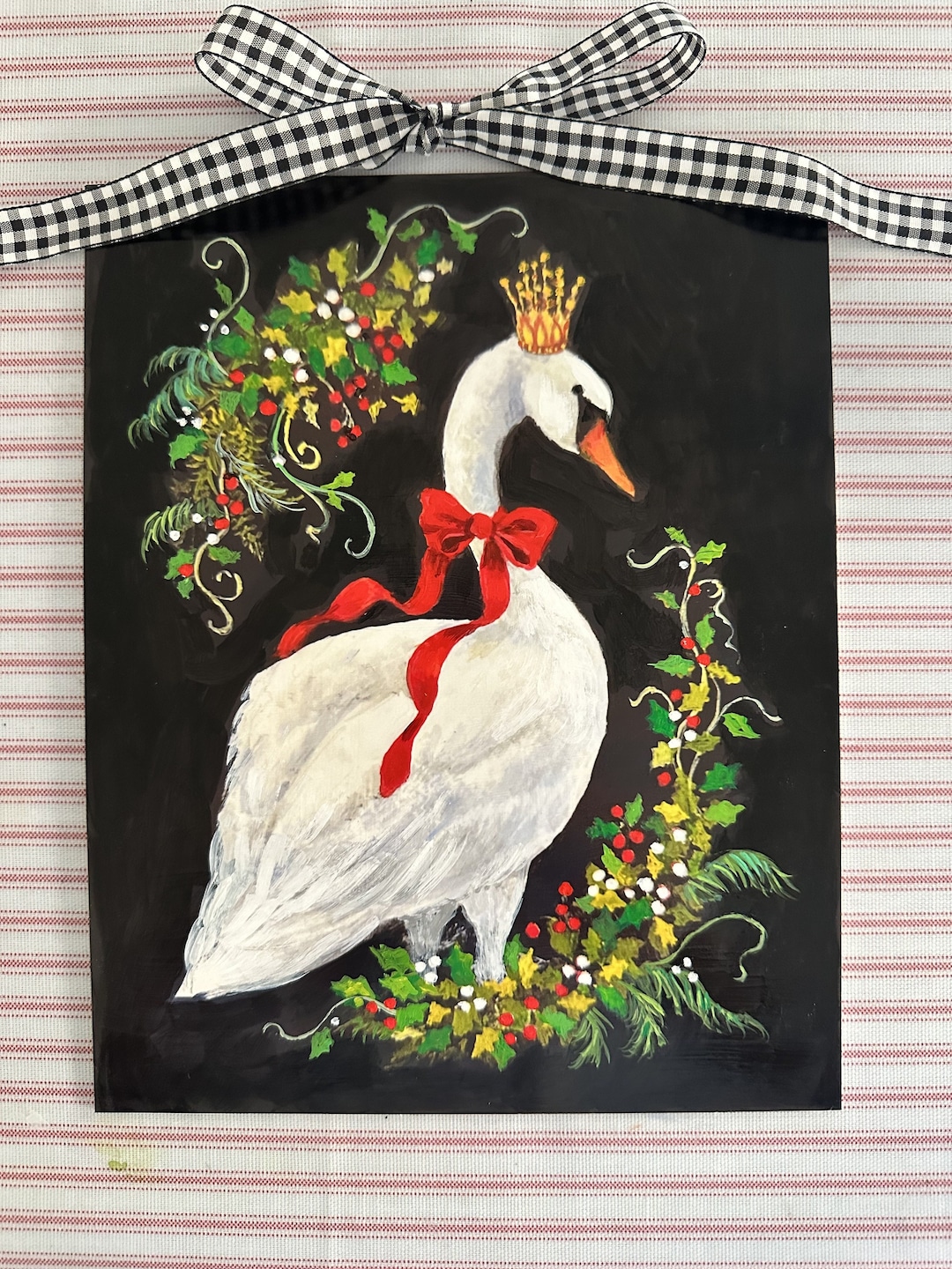 Christmas Swan Art Print by Susan Rios, Christmas Swan and Holly ...