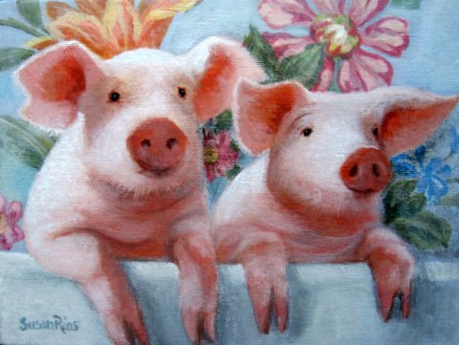 Pig Print Pig Art Print Pigs Card Animal Art Art Floral - Etsy