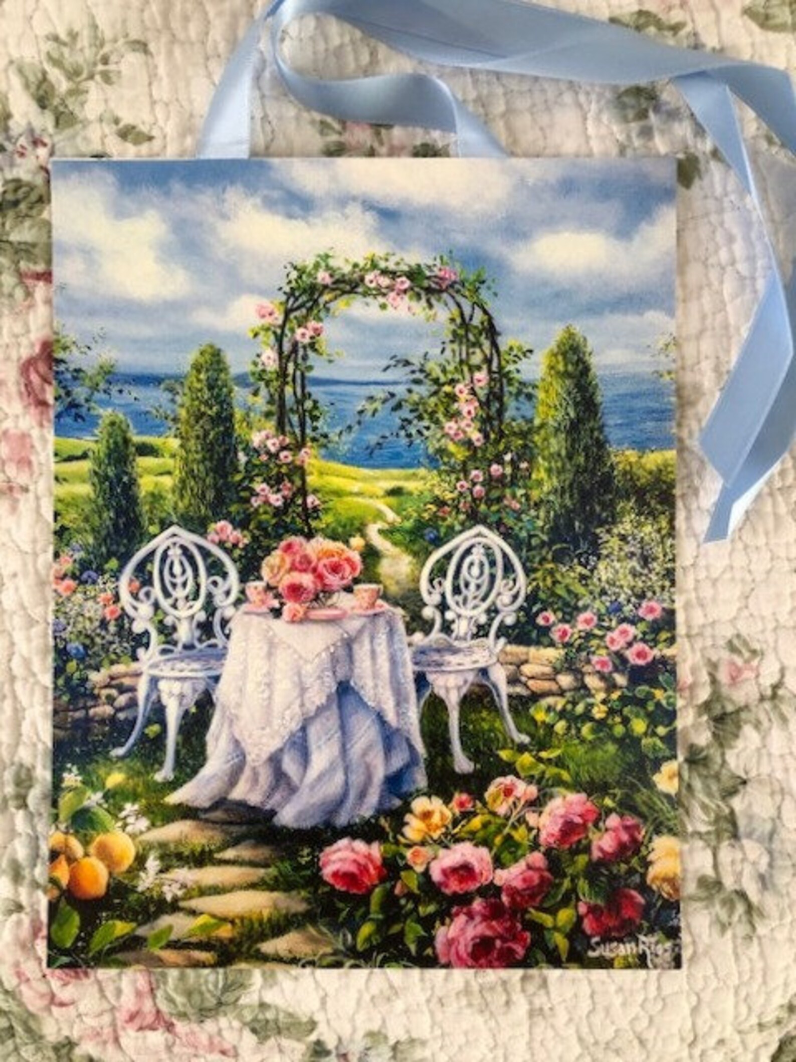 Tea Garden by the Sea Art Print by Susan Rios Floral Tea With - Etsy