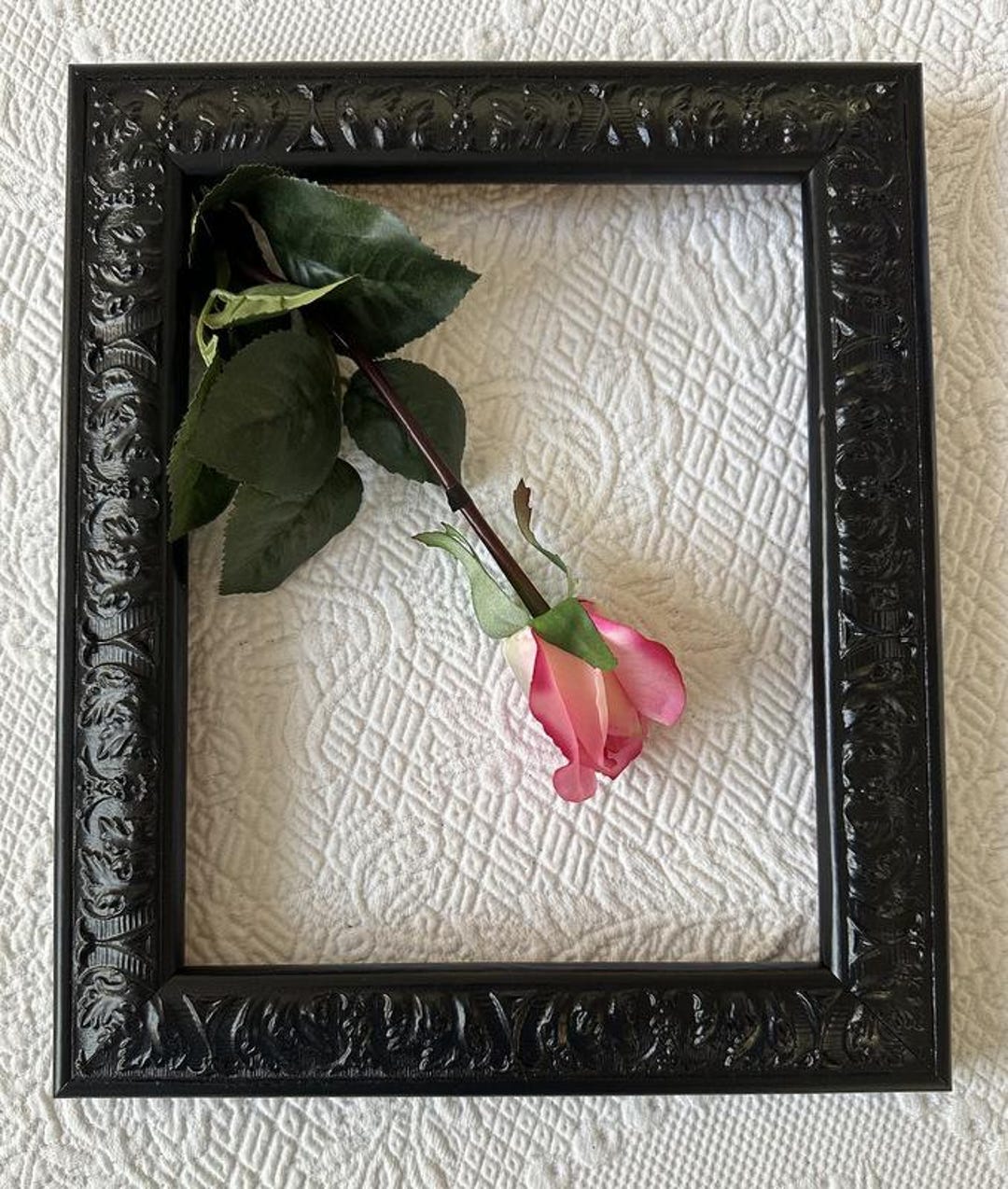 Detailed Black Frame, Intricate Ornate Black Frame, Glossy Finish Black ...