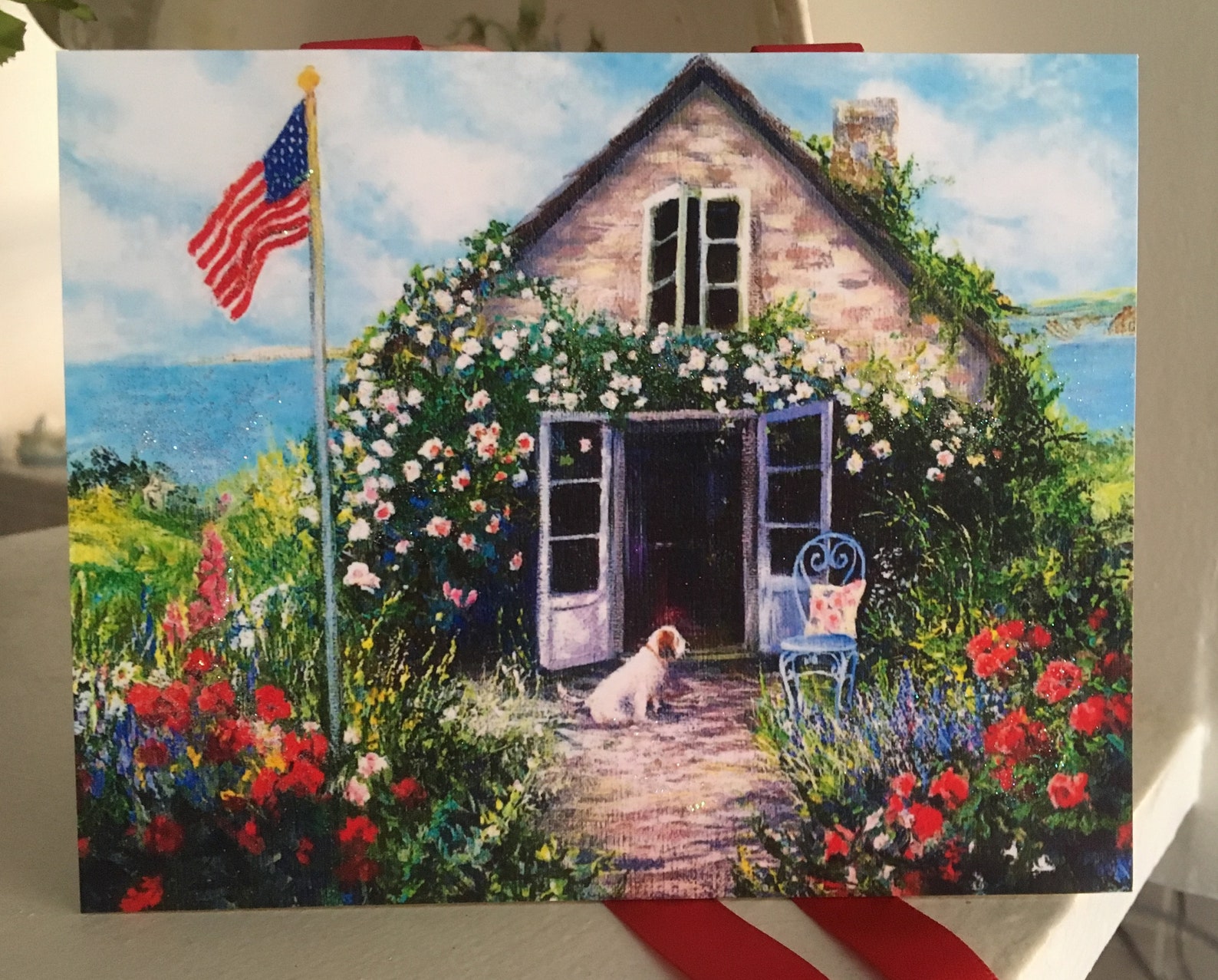 Summer Cottage Art Print Patriotic Art Seaside Decor - Etsy