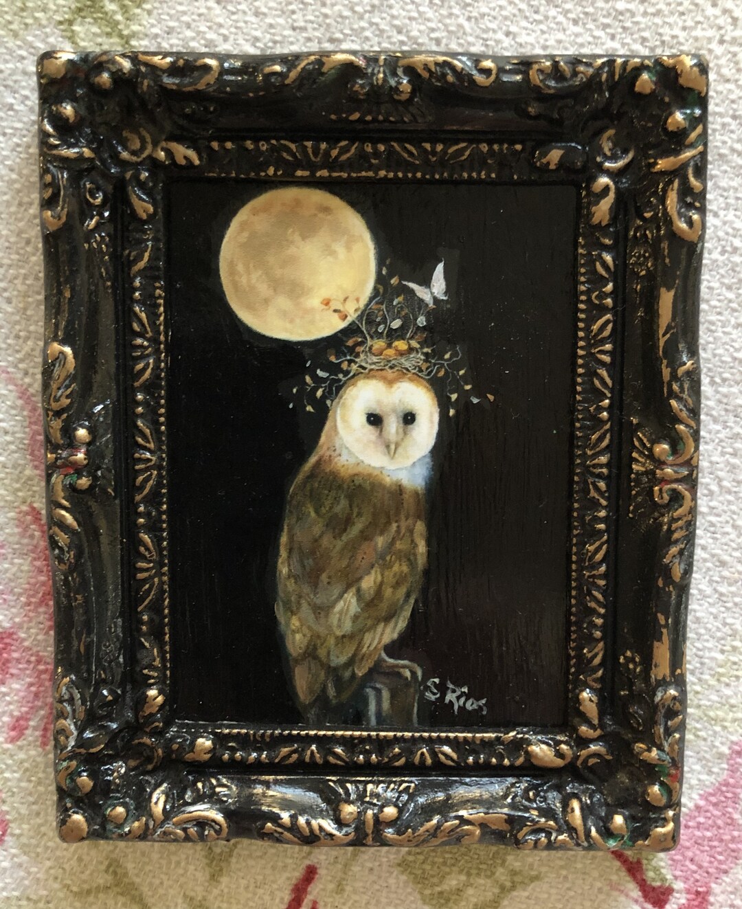 Magic Owl and Moon Miniature Framed Print by Susan Rios, White Owl Art ...