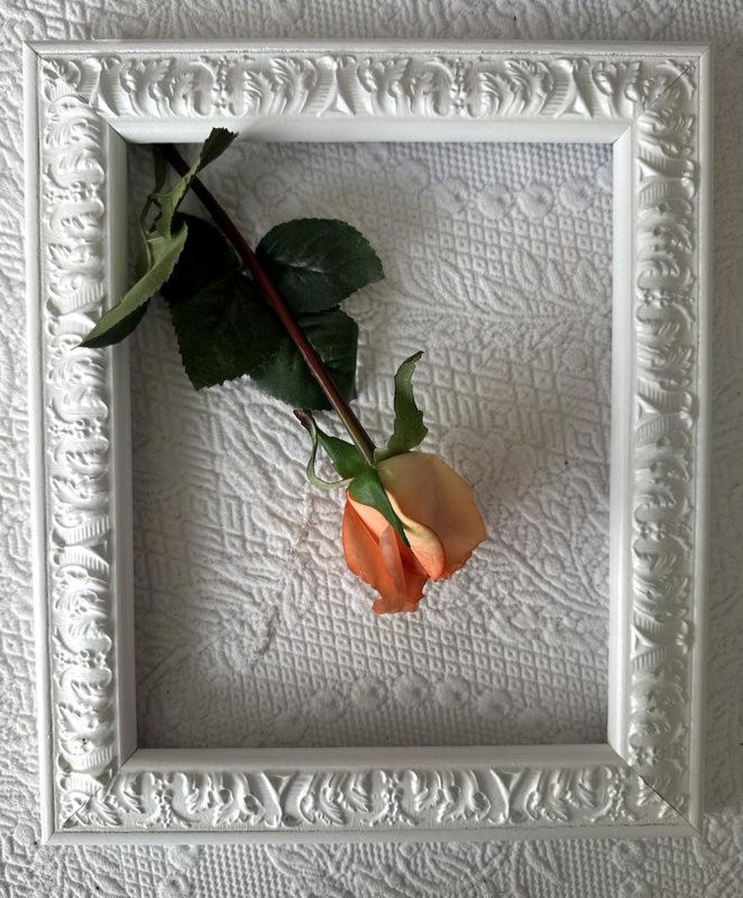 Ornate White Wood Frame, Detailed Glossy White Frame, Vintage Inspired ...