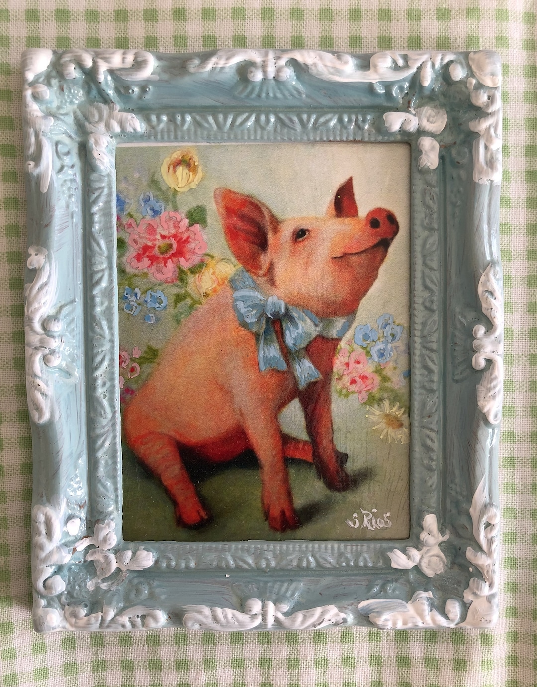 Baby Pig Miniature Framed Art Print, Pig Art, Pig Art Print, Miniature ...