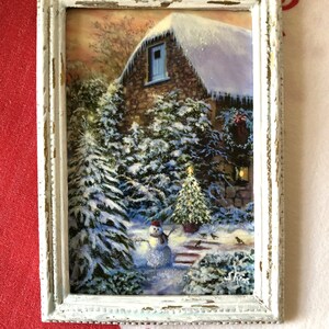 Miniature Christmas Scene by Susan Rios, Miniature Framed Christmas Art ...