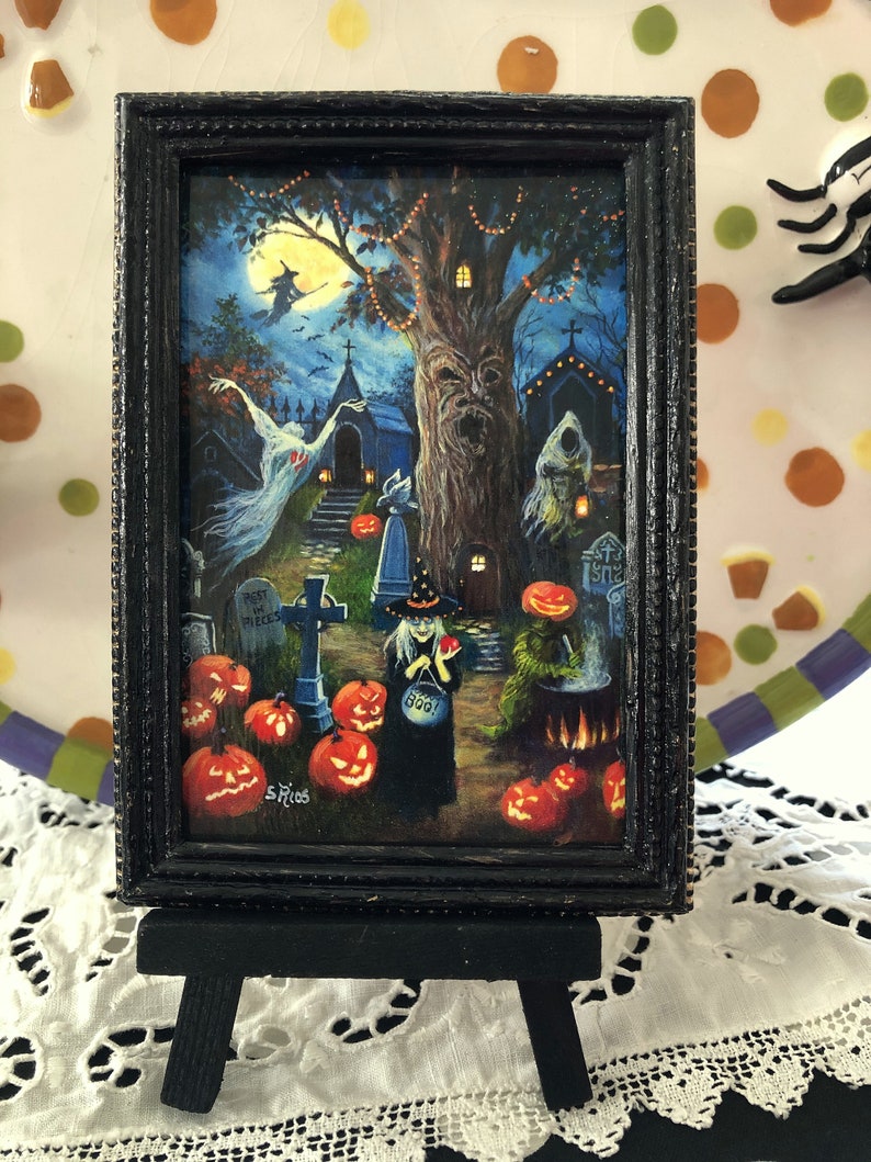 Spooky Halloween Night Miniature Framed Art Haunted Halloween | Etsy