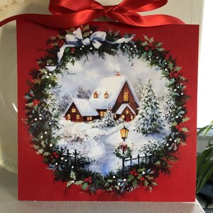 Christmas Cottage Art Print by Susan Rios, Christmas Wreath, Snowy ...