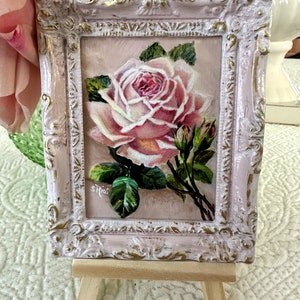Miniature Art of Vintage Pink Rose, Soft Pink Rose Art, Miniature ...