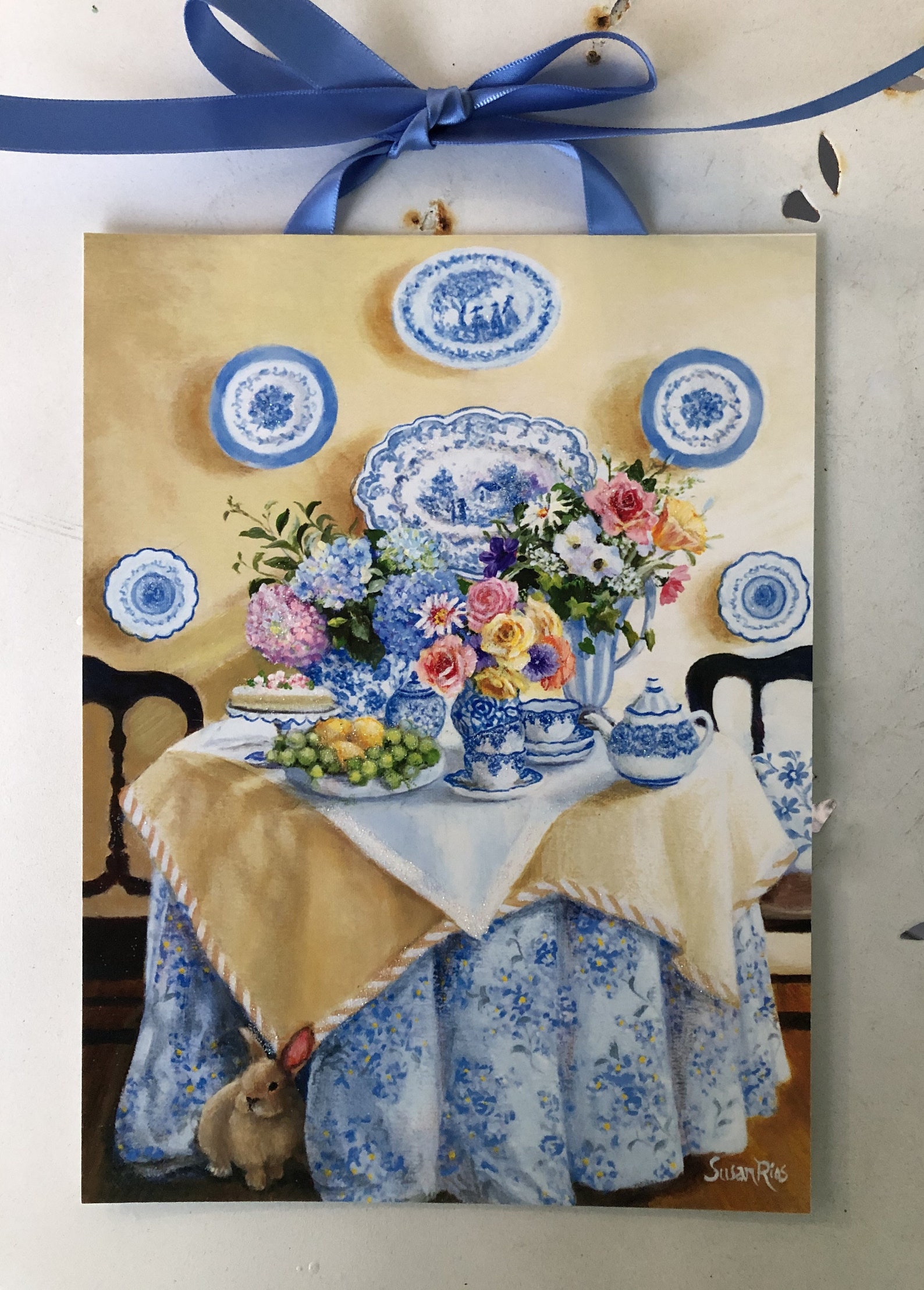 Floral Bouquet Art Print by Susan Rios, Spring Floral Bouquet, Blue and ...