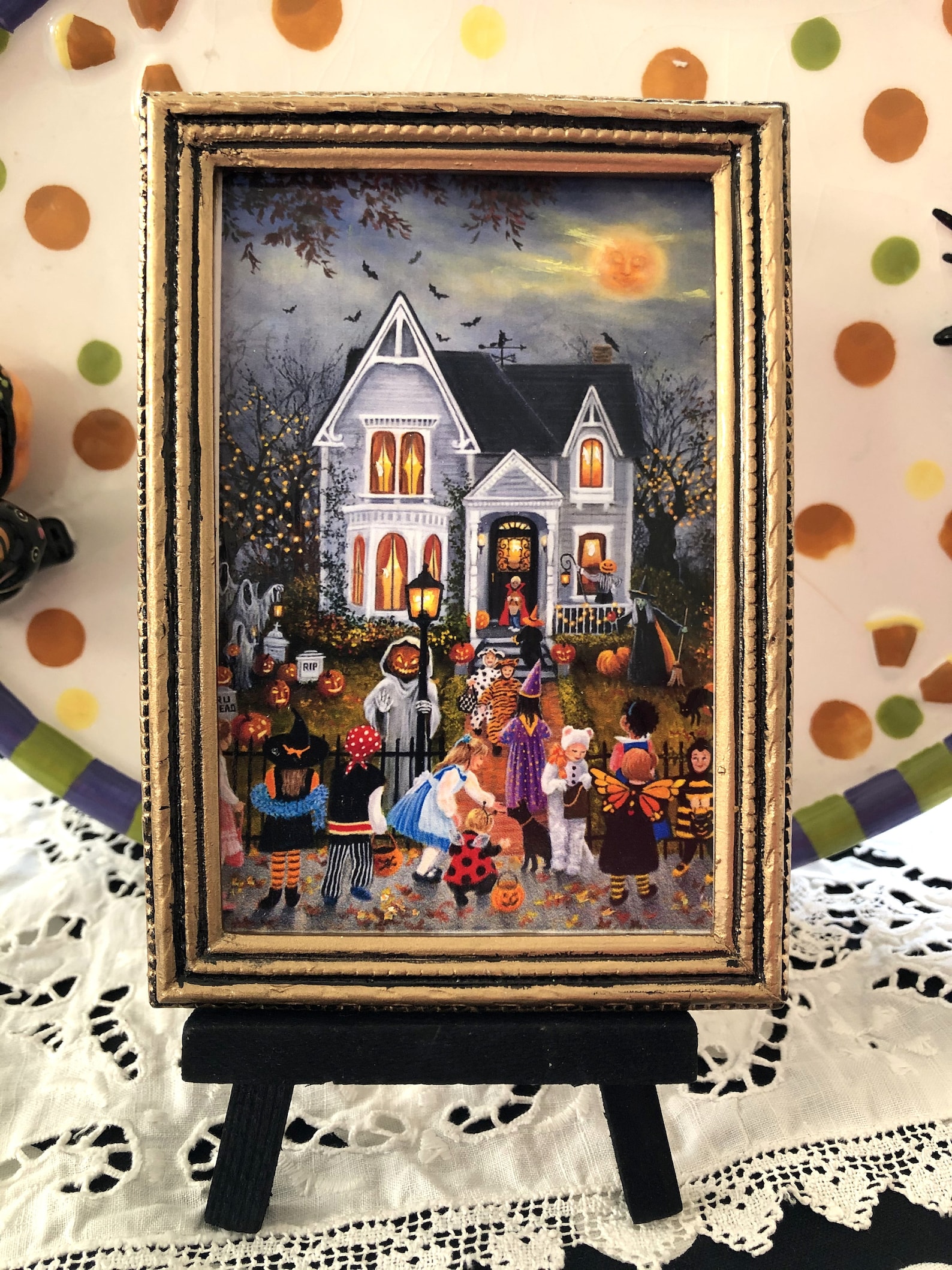 Halloween House Miniature Framed Art Halloween Decor - Etsy