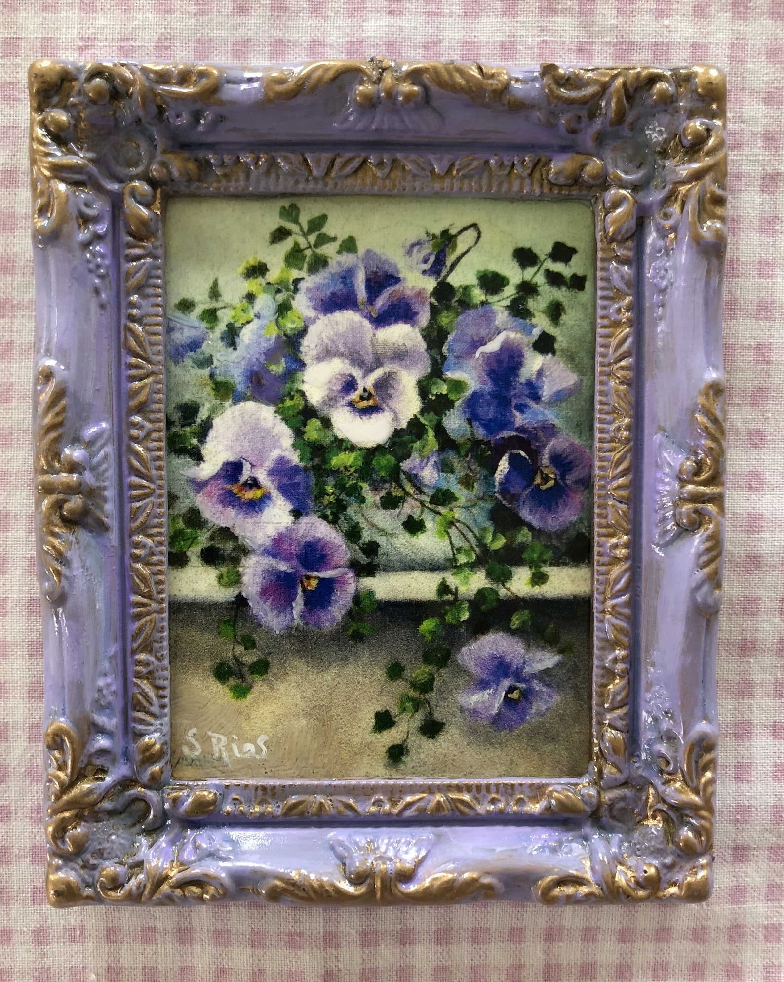 Miniature Framed Pansy Painting Miniature Pansy Art Print - Etsy