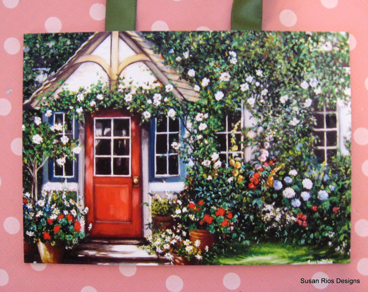 Red Door Print Patriotic Art Garden Art Floral Decor | Etsy