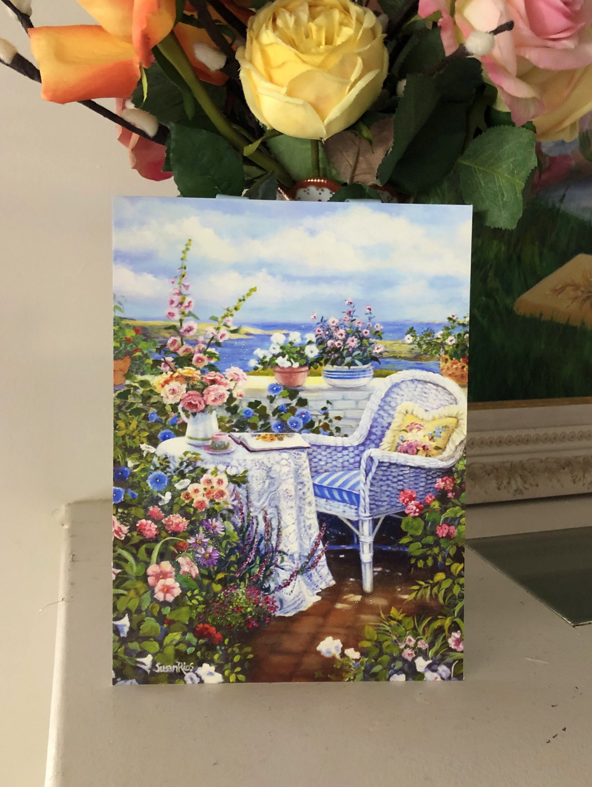 Floral Garden By The Sea Art Print by Susan Rios Ocean Art | Etsy