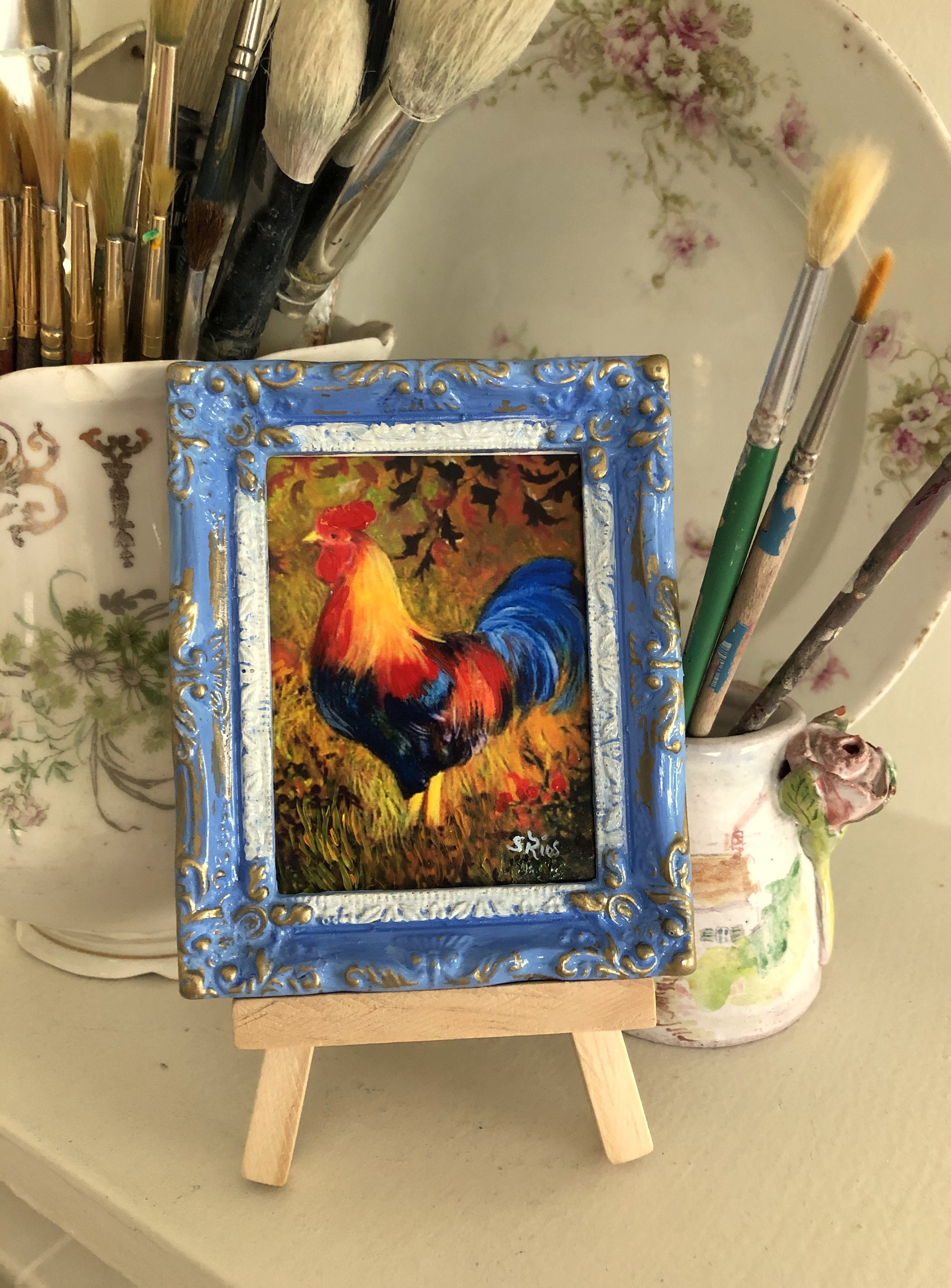 Good Luck Rooster by Susan Rios Miniature Framed Rooster - Etsy