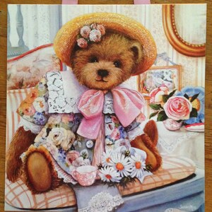 Teddy Bear Art Print, Little Girl Teddy Bear, Dressed up Teddy Bear ...