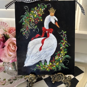 Christmas Swan Art Print by Susan Rios, Christmas Swan and Holly ...