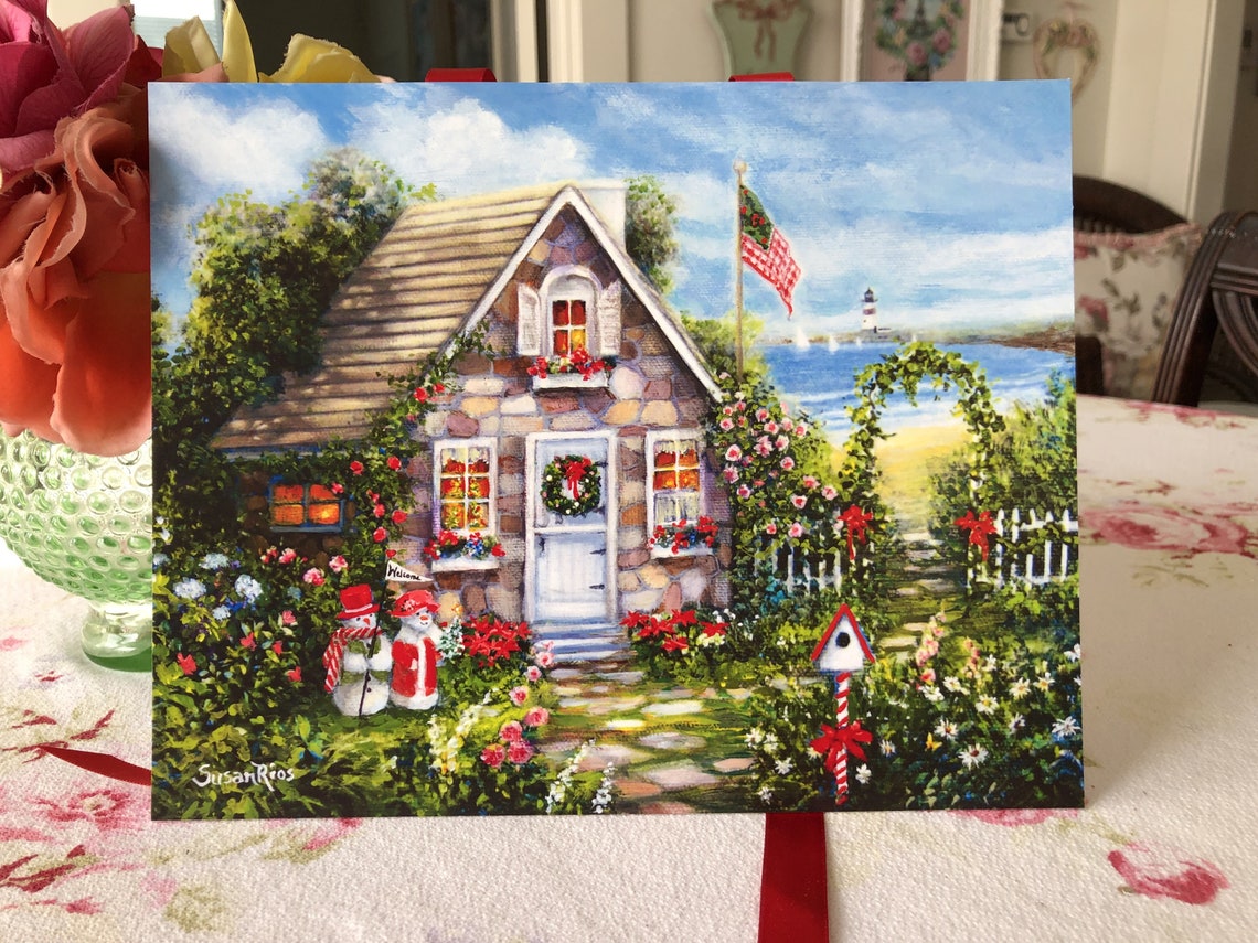 Christmas Cottage by Susan Rios Christmas Cottage by the Sea - Etsy