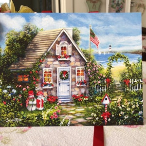 Christmas Cottage by Susan Rios, Christmas Cottage by the Sea, Seaside ...