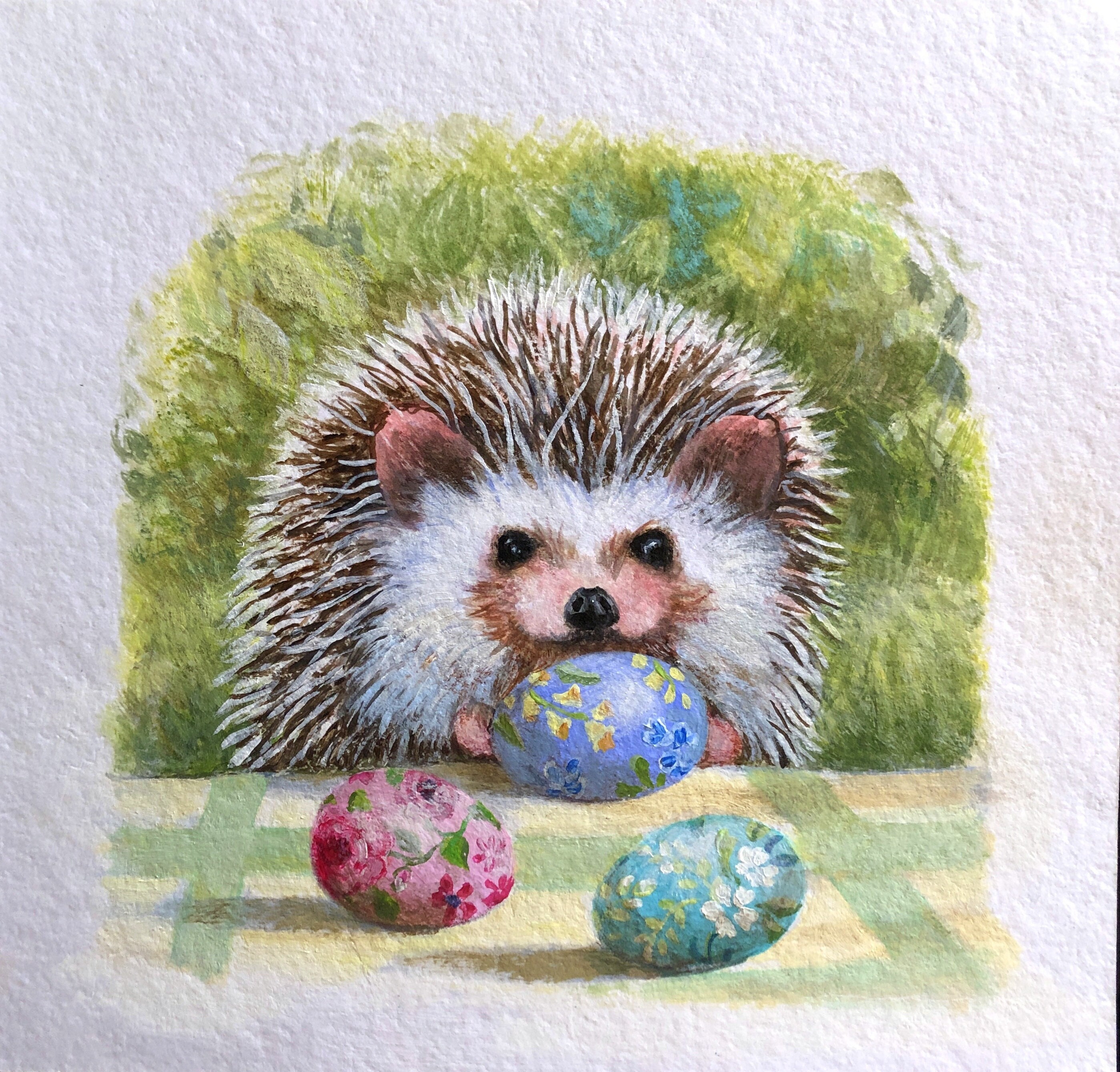 Hedgehog and Easter Eggs Paper Giclee Print Baby Hedgehog Art Easter Art Painted Floral Easter Eggs Easter Decor Easter Decoration Etsy