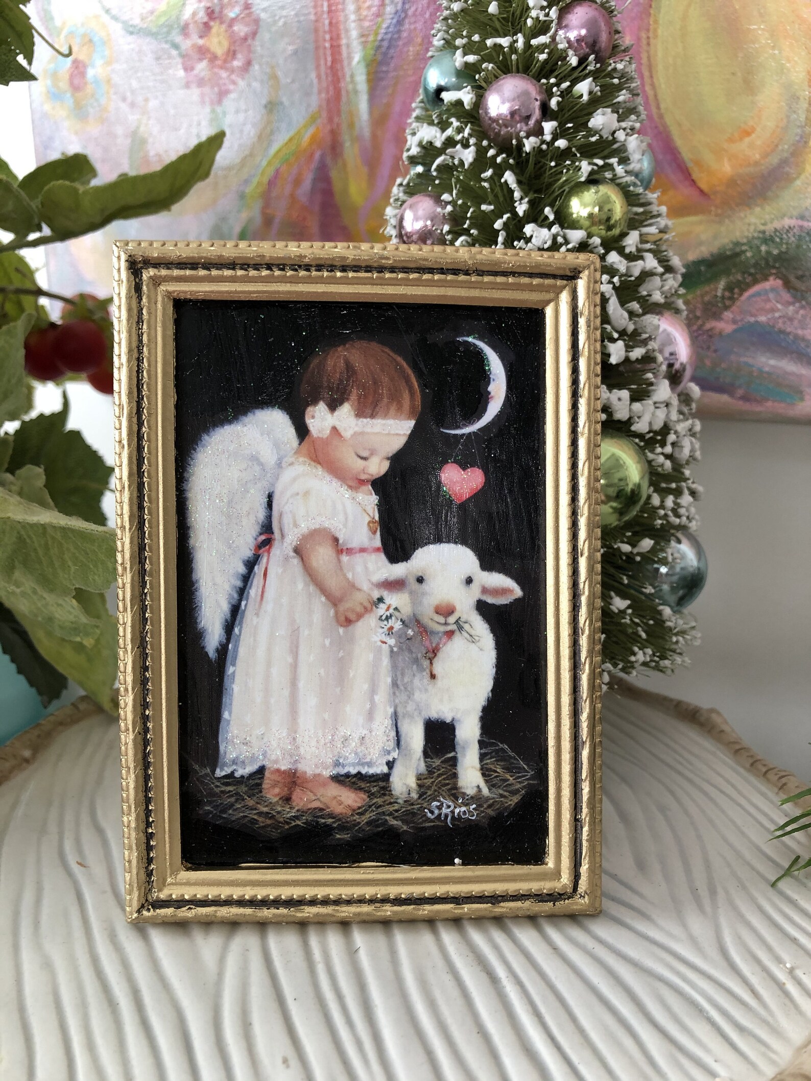 Angel and Lamb Miniature Art Print by Susan Rios Angel Art - Etsy