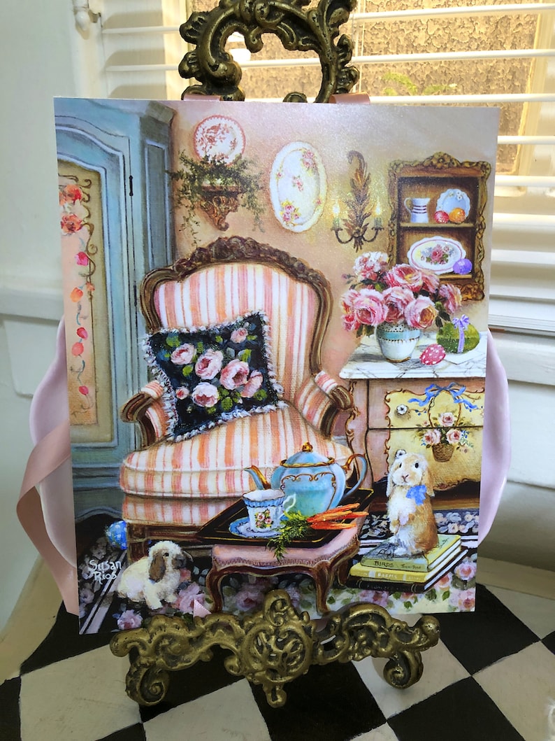 Easter Bunny Tea Art Print by Susan Rios French Decor With - Etsy